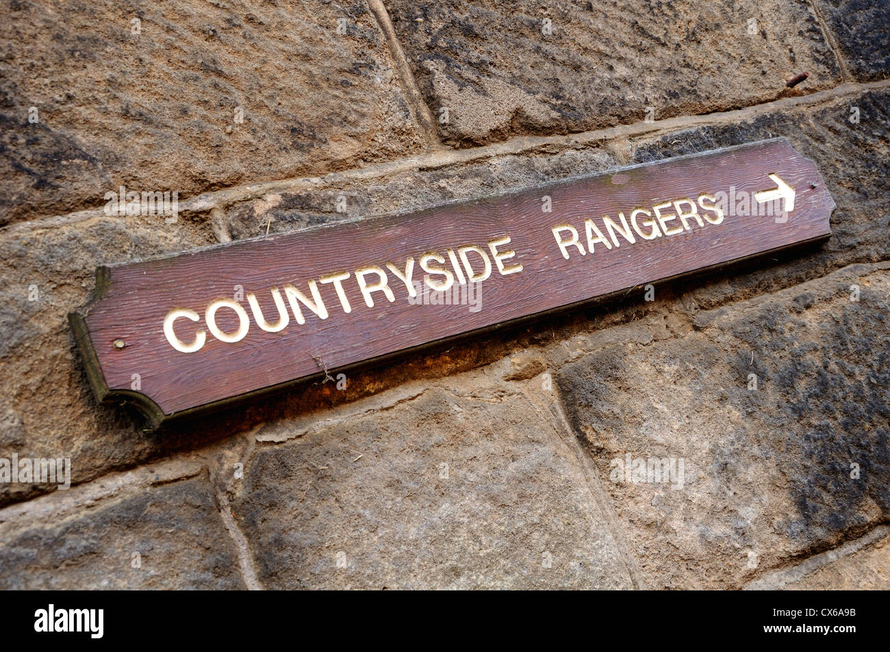 Direction signpost to Countryside Ranger office in Pollok Country Park ...