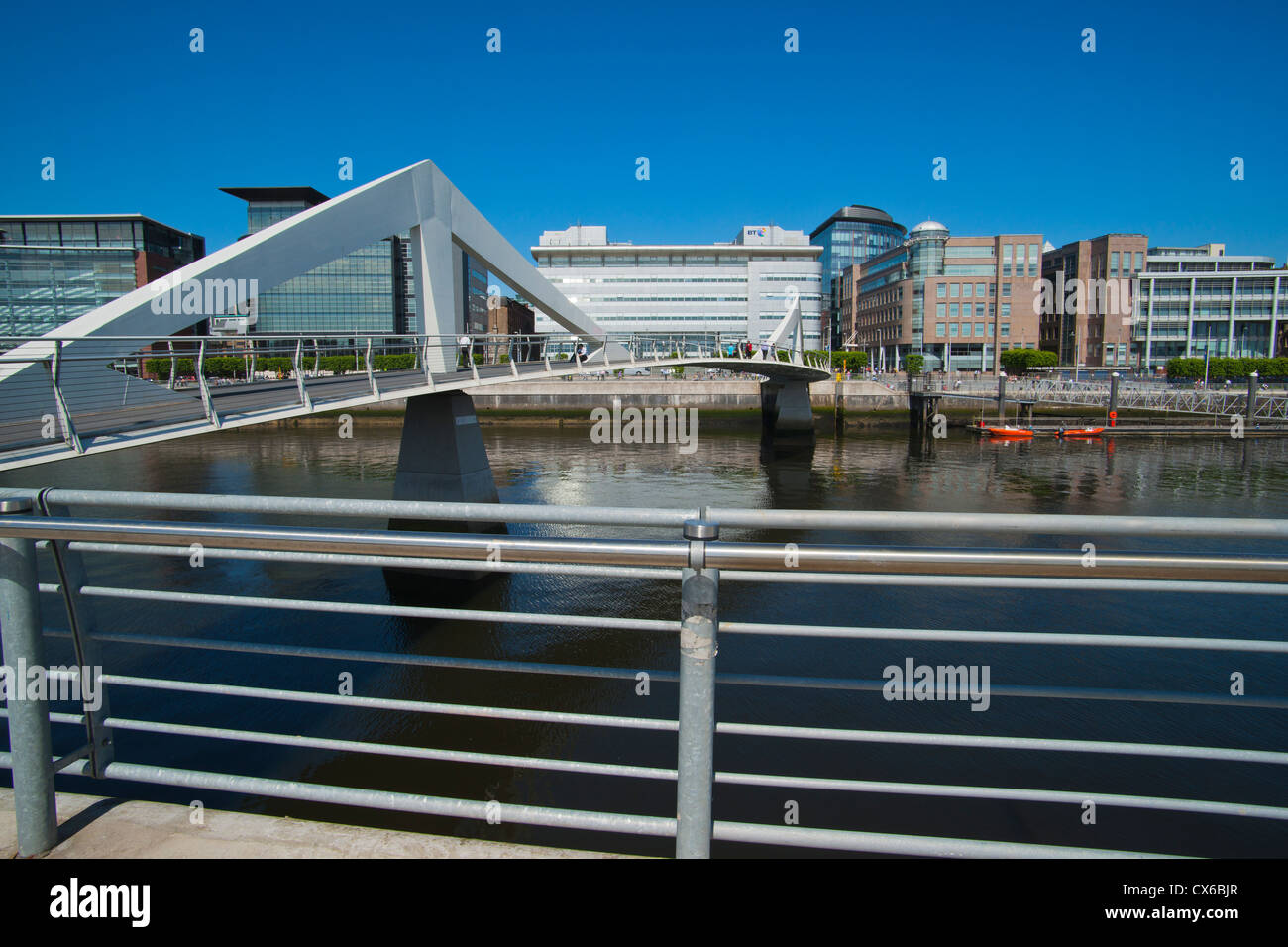 River Clyde walkway, Tradeston Bridge, Glasgow, Strathclyde Region ...