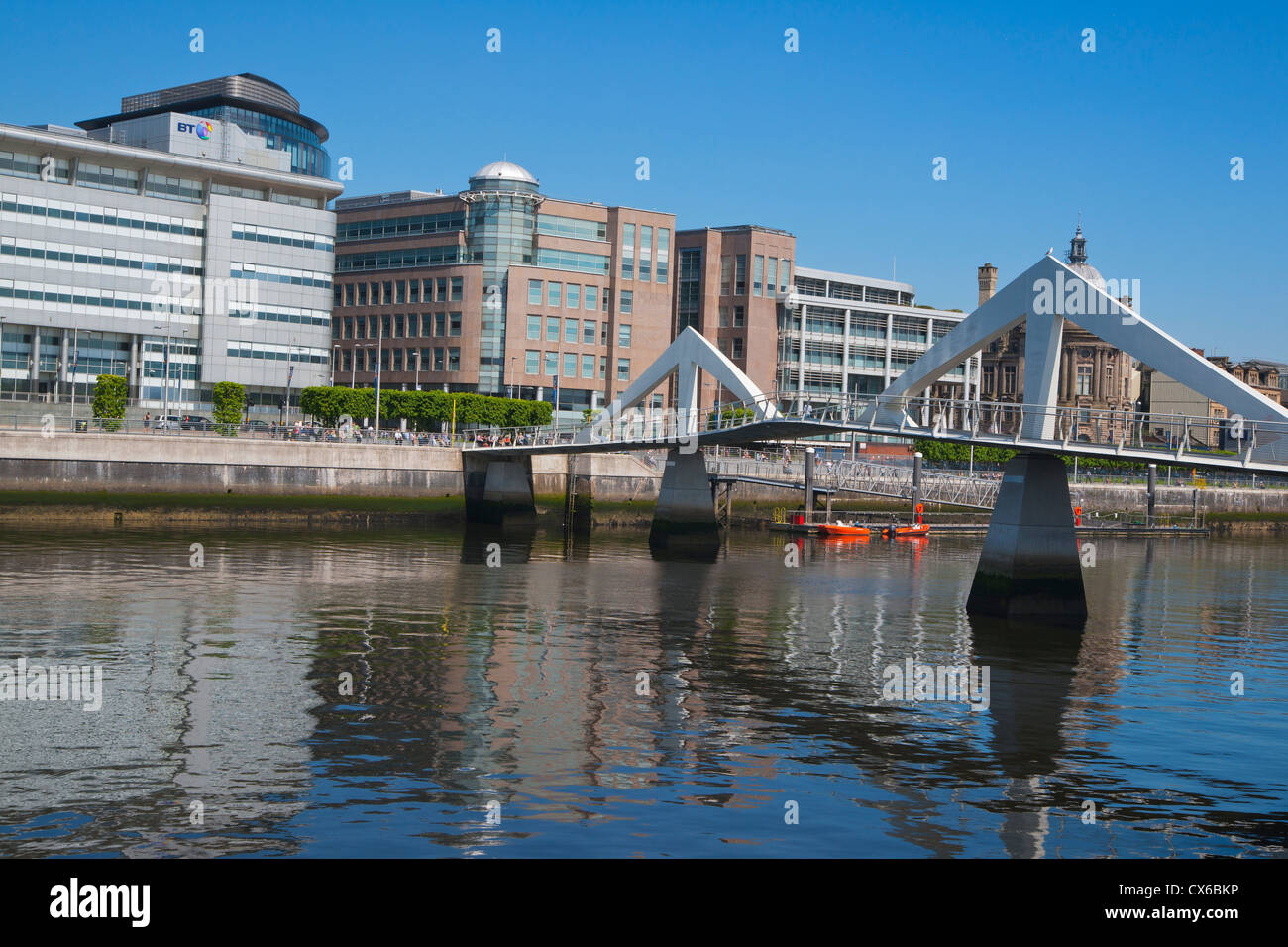 River Clyde walkway, Tradeston Bridge, Glasgow, Strathclyde Region ...