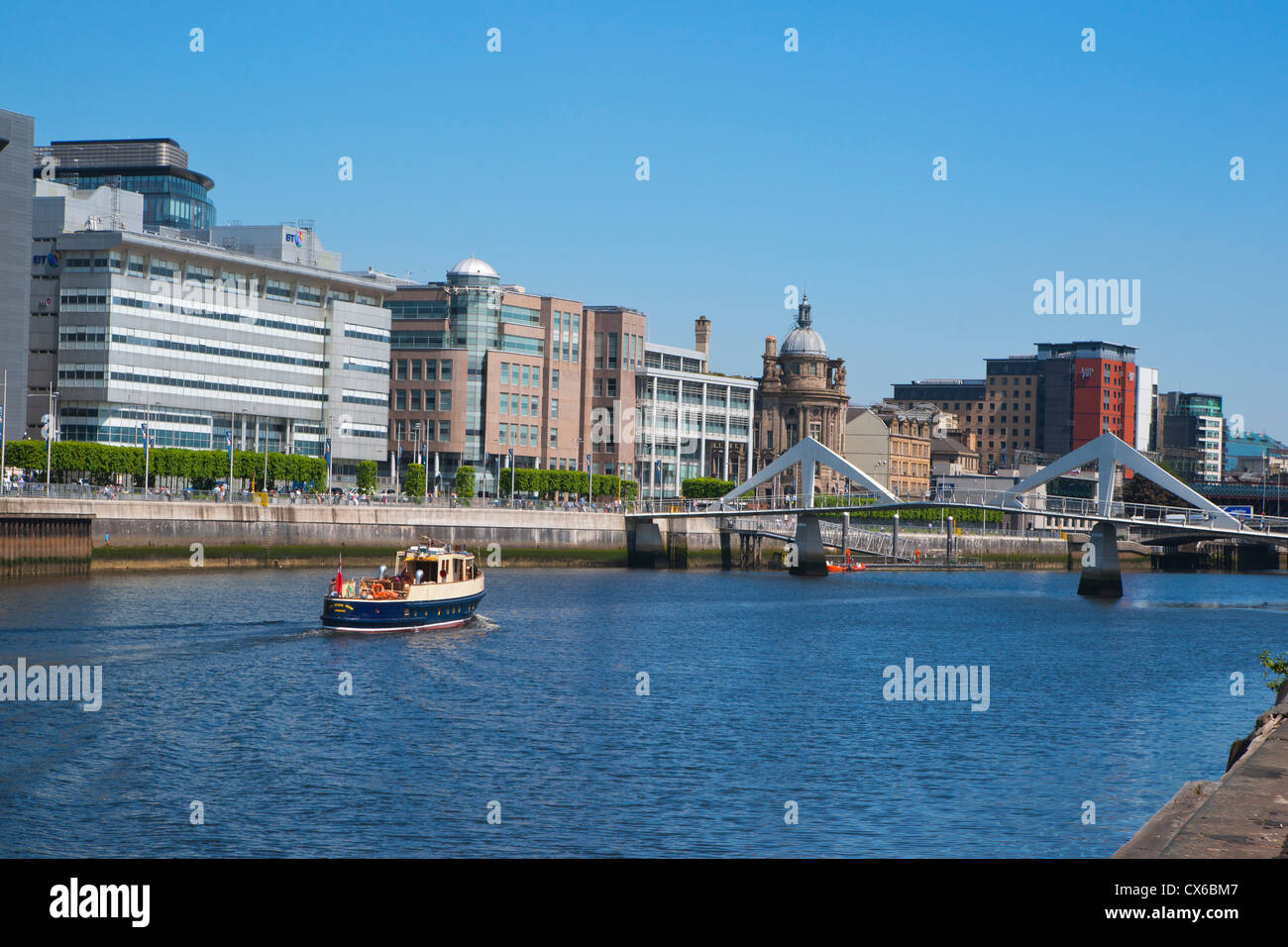 River Clyde walkway, Tradeston Bridge, Glasgow, Strathclyde Region ...