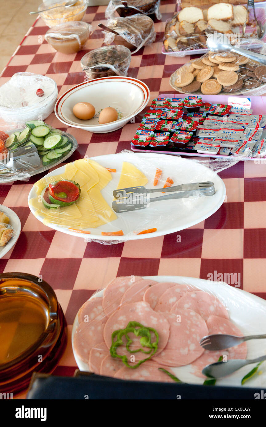 Hotel continental breakfast spread Stock Photo - Alamy