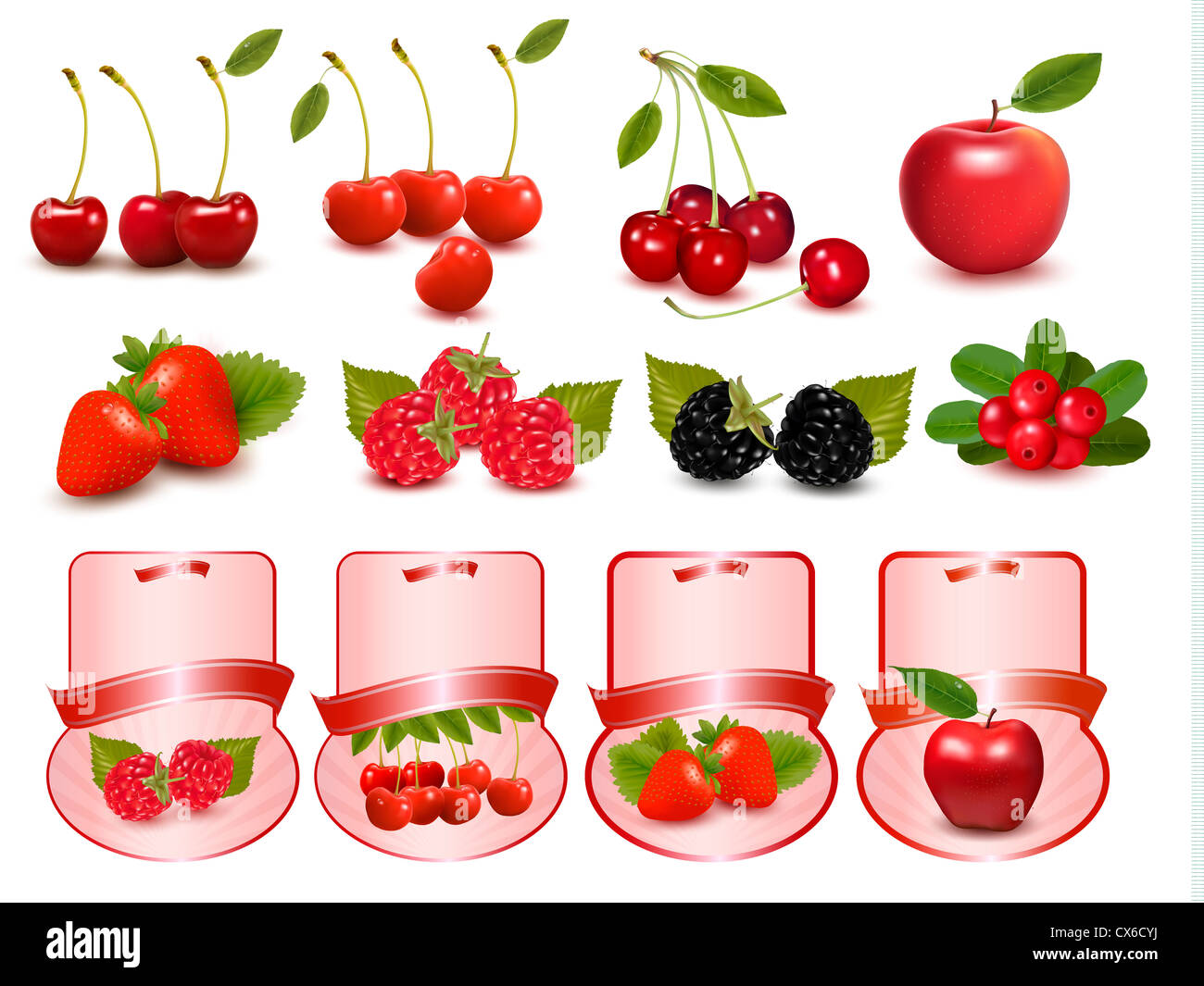 Set of labels with berries Stock Photo - Alamy