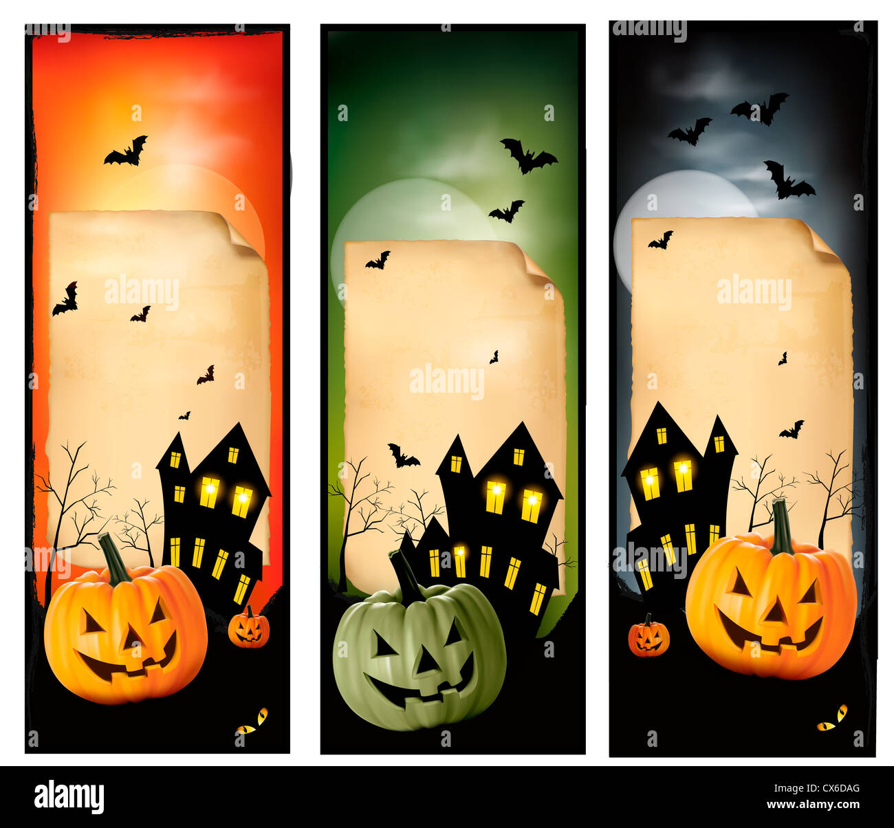 Three Halloween banners Stock Photo - Alamy