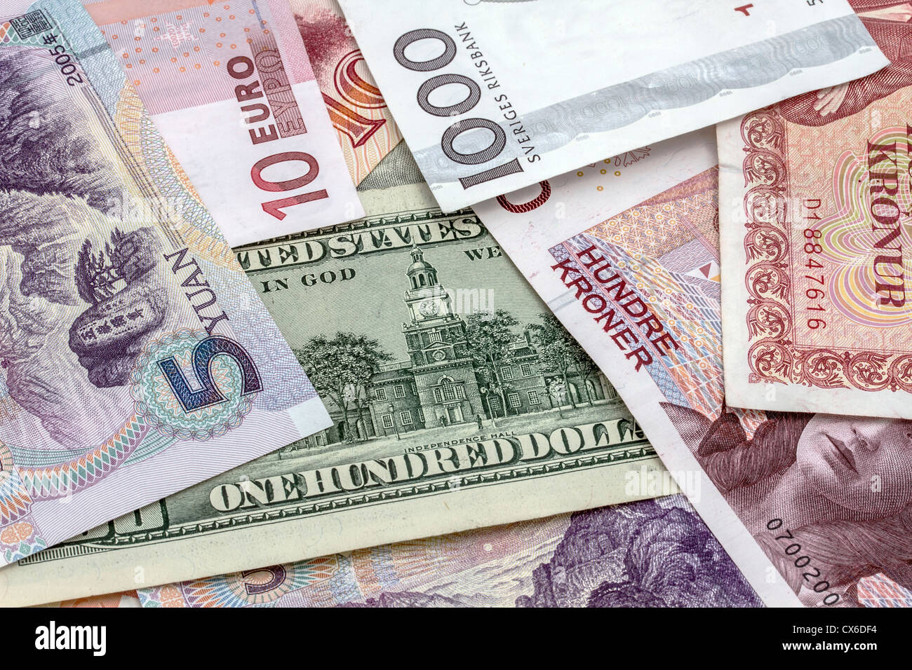 Background of different currencies closeup Stock Photo - Alamy
