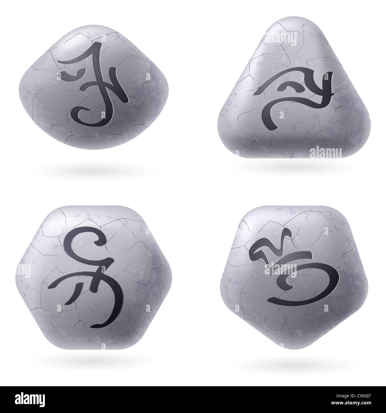 Runic Stones with Magical Spells. Set number One on white Stock Photo ...