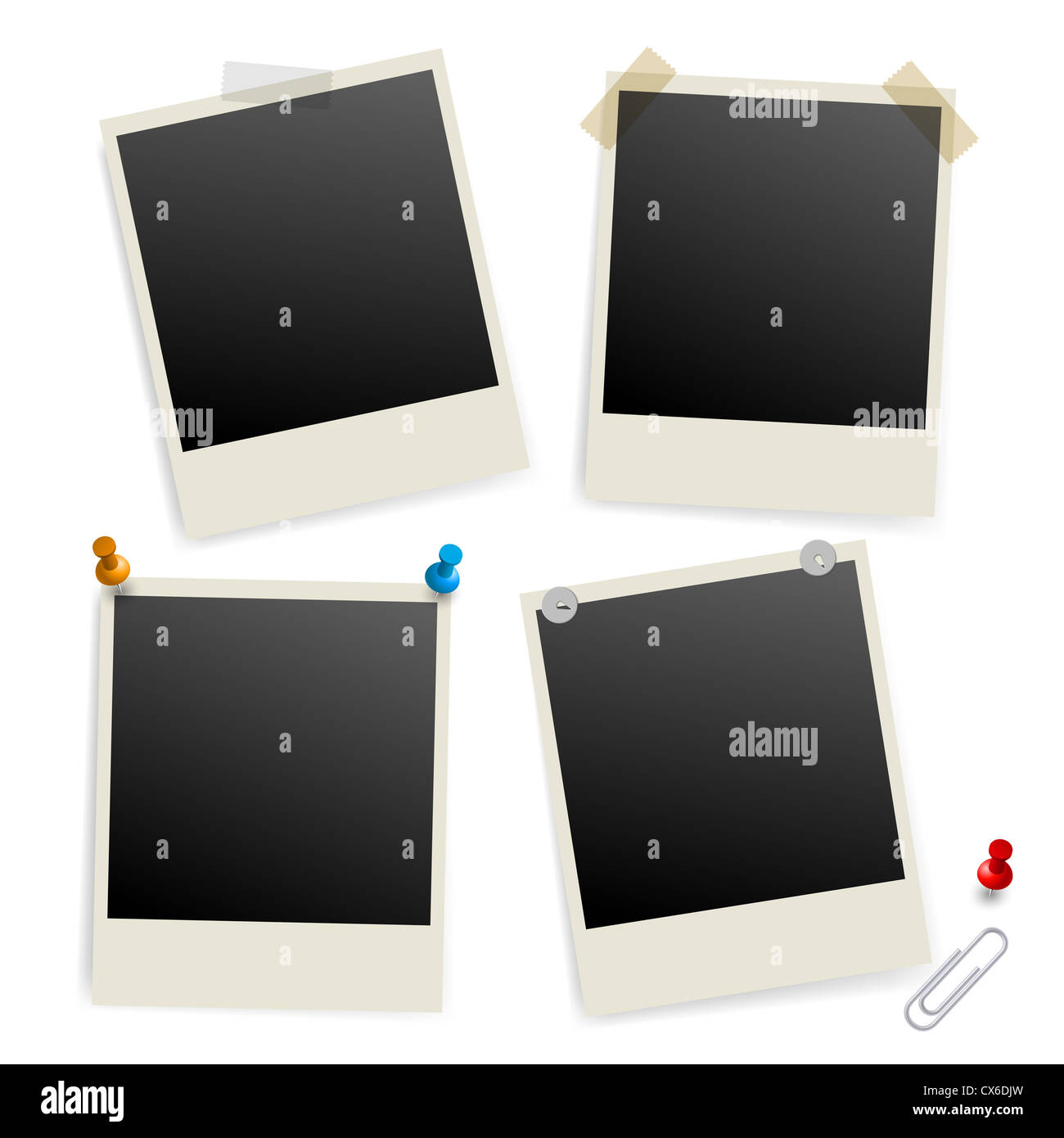 Six empty picture frames. Illustration of designer on white background ...