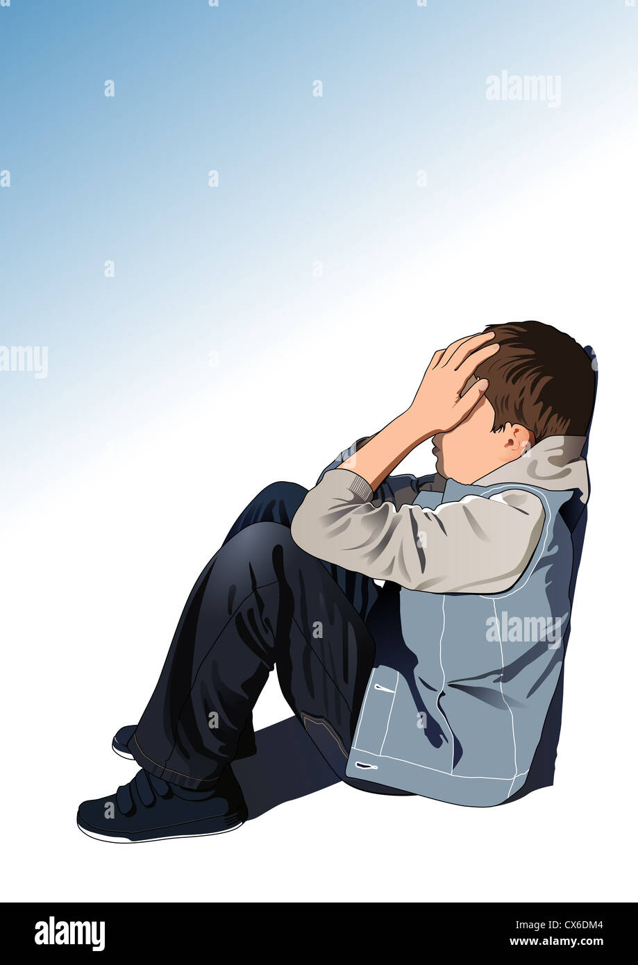 Children silhouette sad hi-res stock photography and images - Alamy