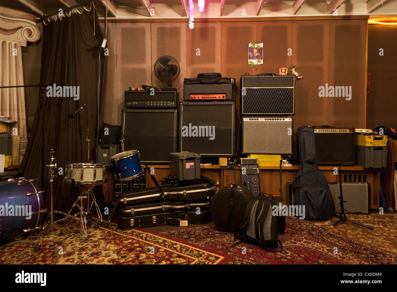 Musical instruments and audio equipment in a sound studio Stock Photo ...