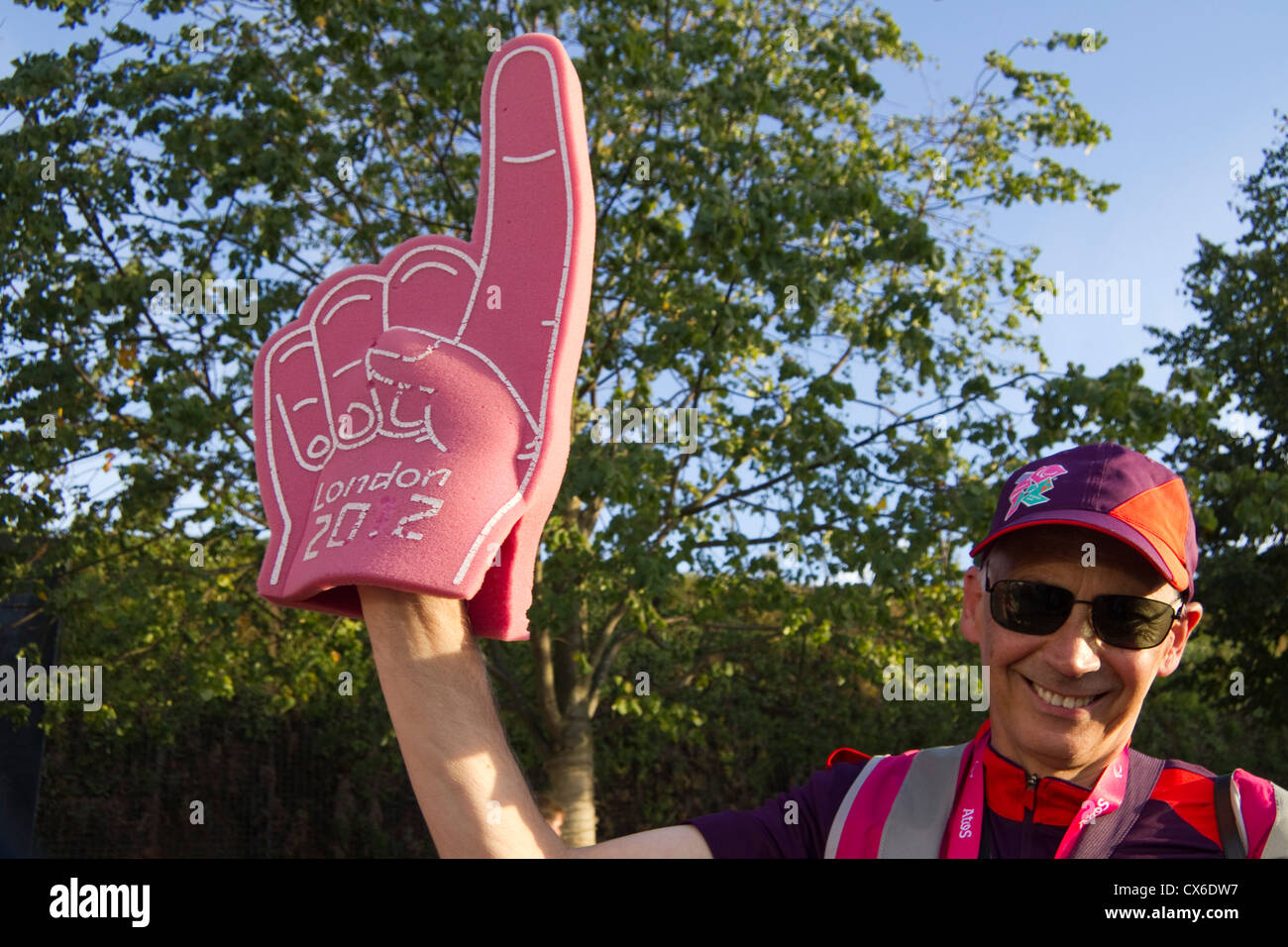 Friendly guide outside North Greenwich station, London England UK Stock ...