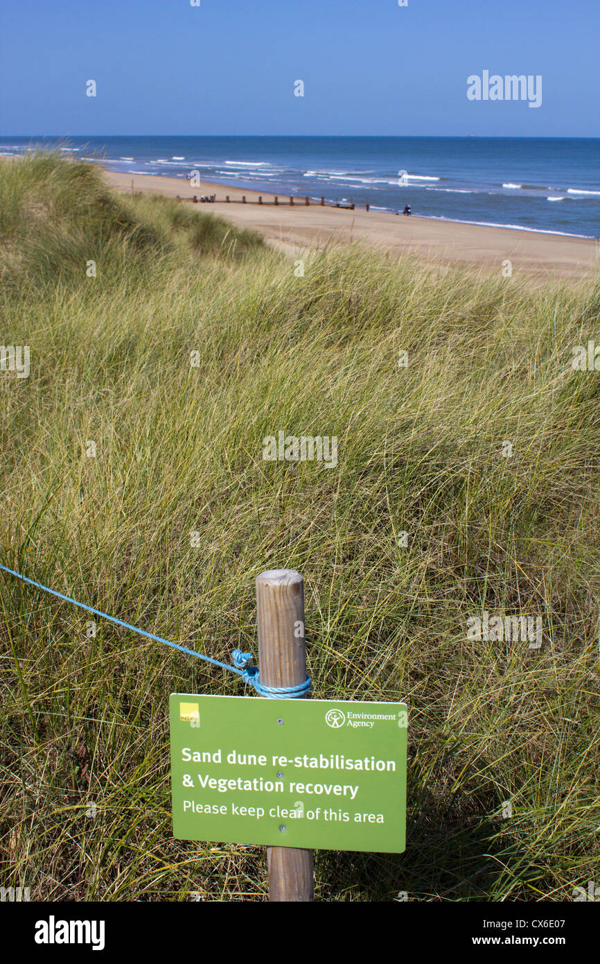 keep off sign sand dunes and beach near horsey corner norfolk england ...