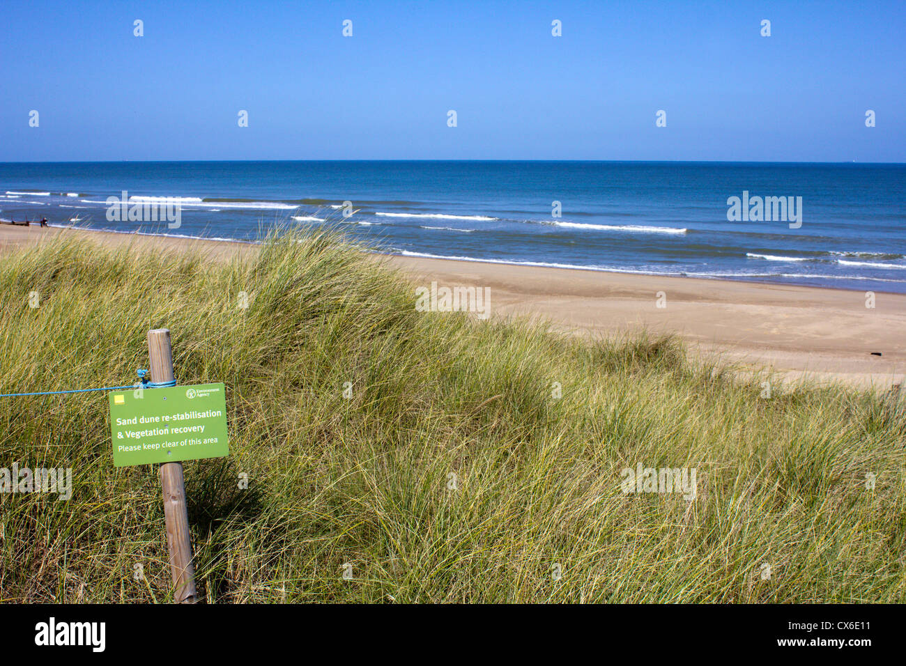 keep off sign sand dunes and beach near horsey corner norfolk england ...
