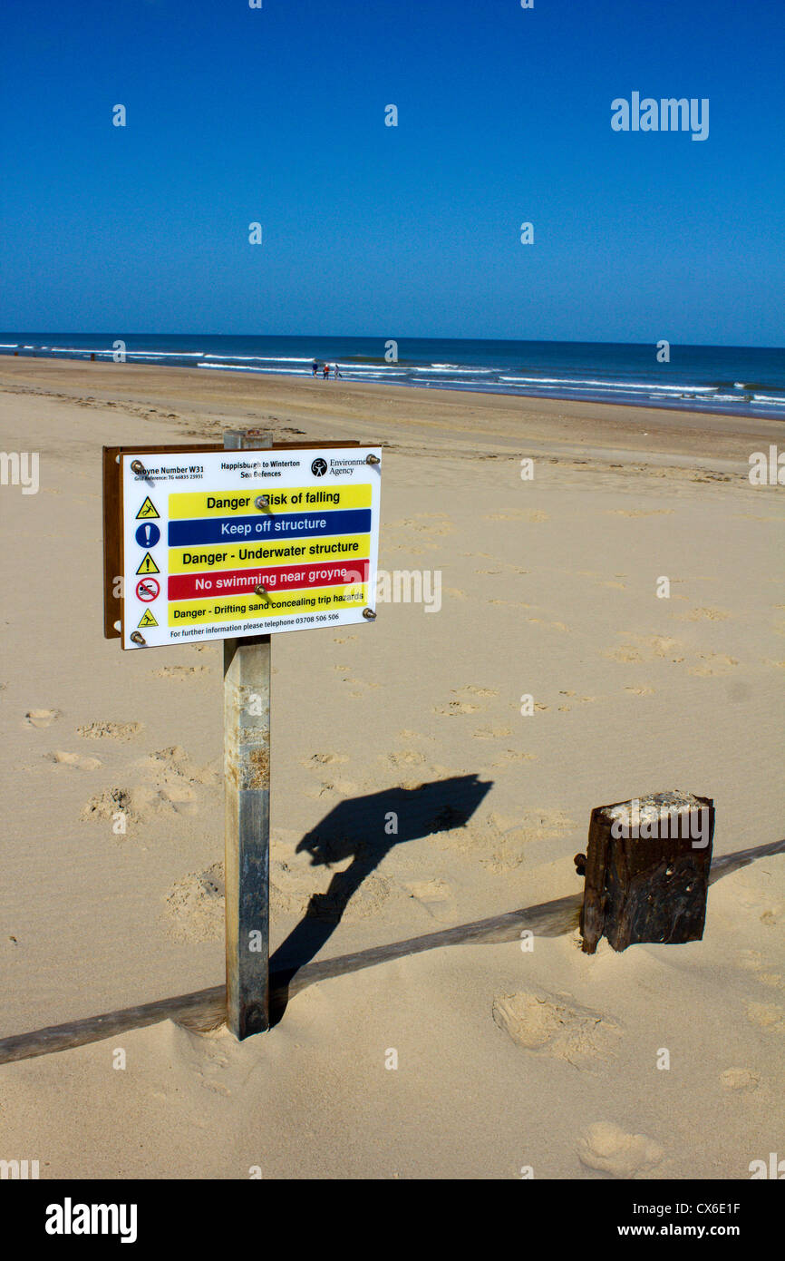 warning signs sand dunes and beach near horsey corner norfolk england ...