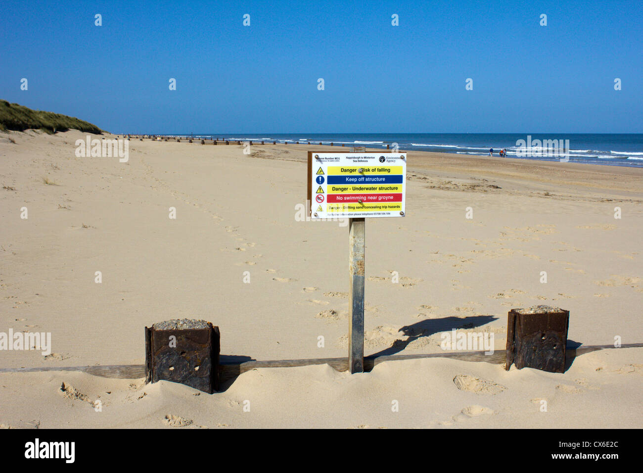 warning signs sand dunes and beach near horsey corner norfolk england ...