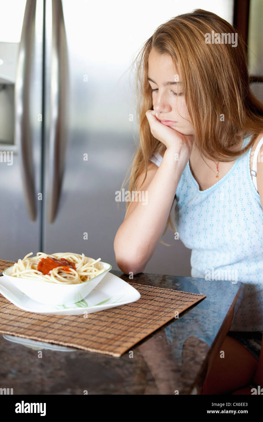 Girl unhappy spaghetti hi-res stock photography and images - Alamy