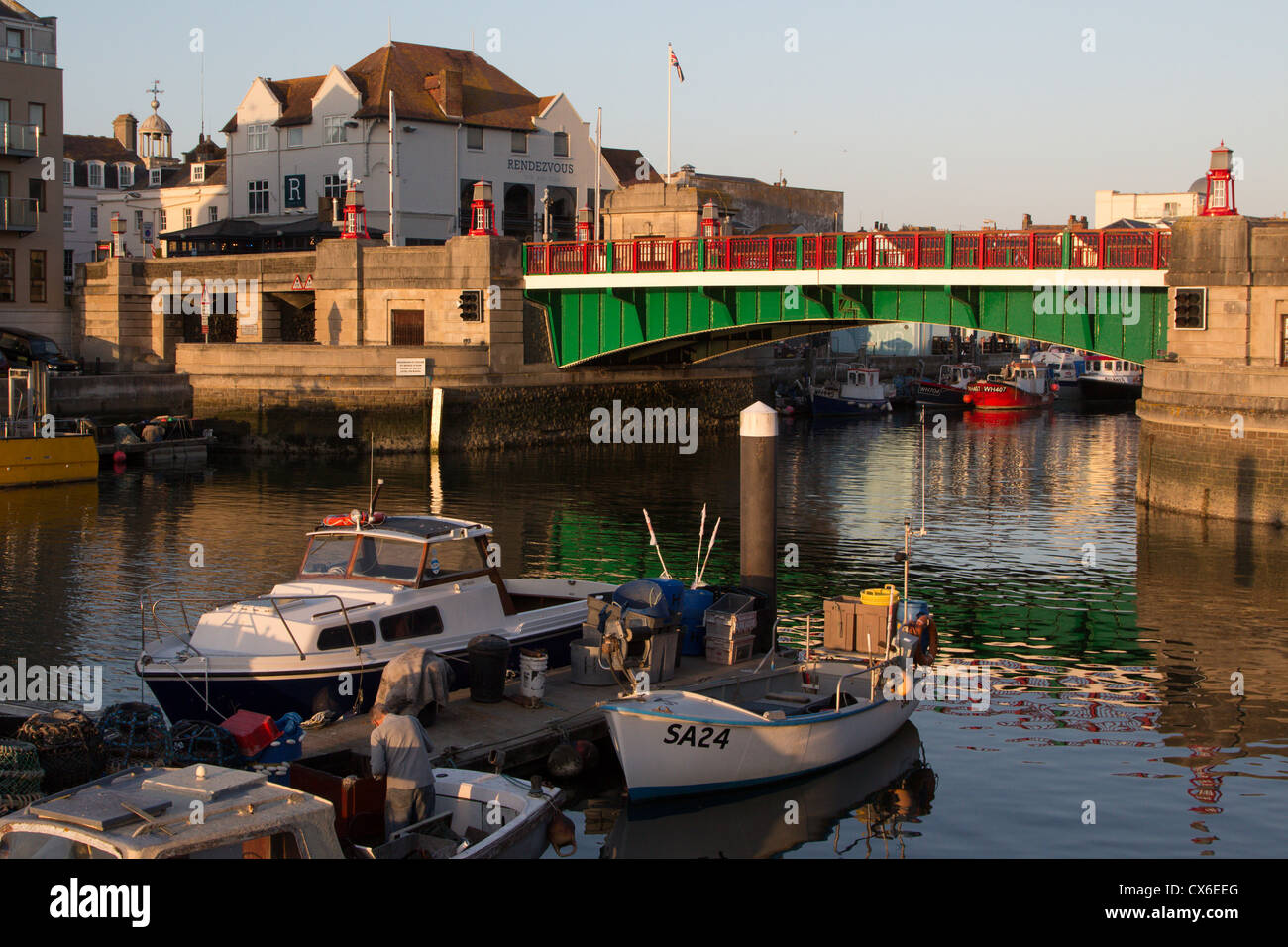 weymouth harbour boats dorset england uk gb Stock Photo - Alamy