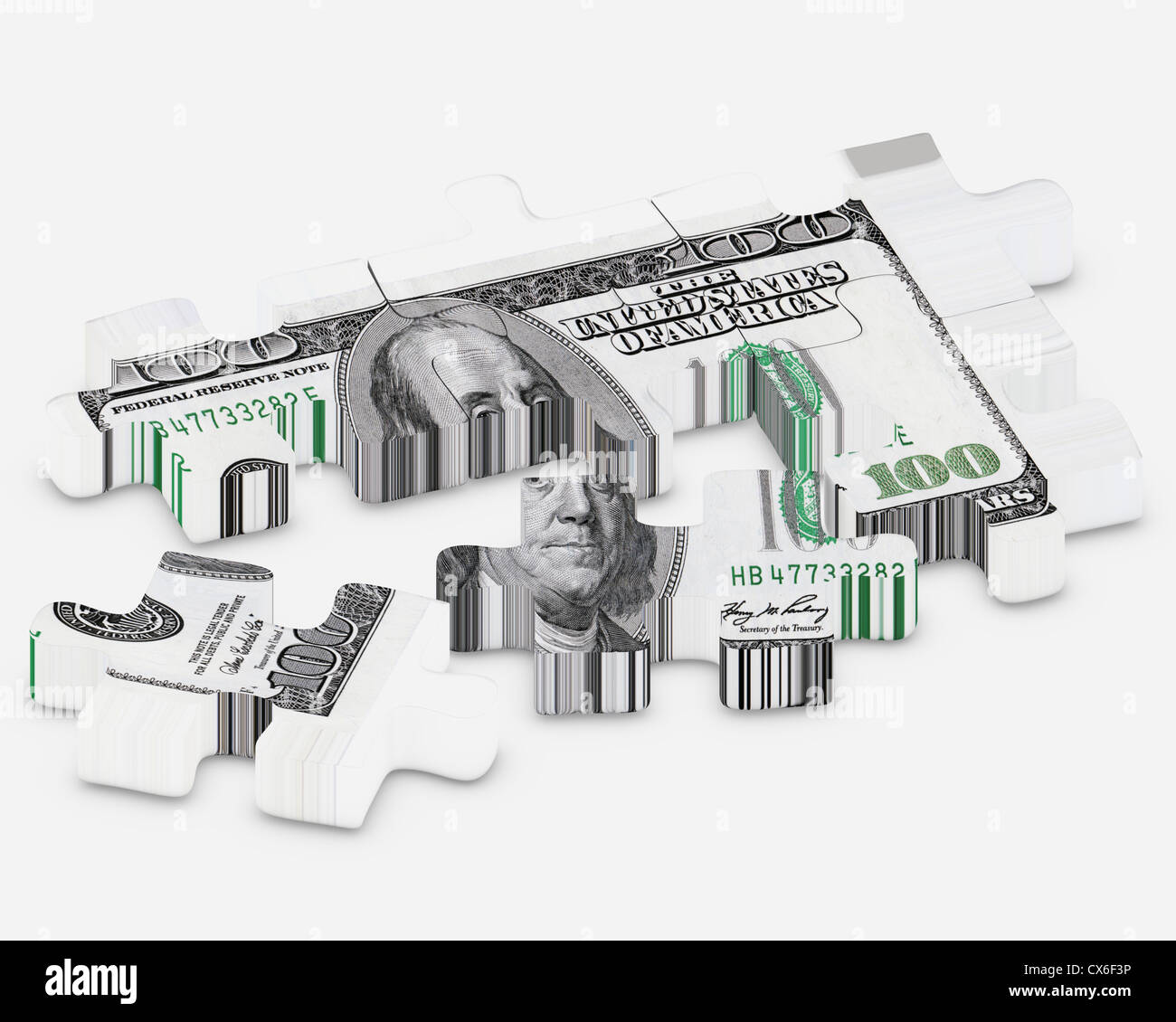 100 dollar bill - puzzle concept Stock Photo - Alamy