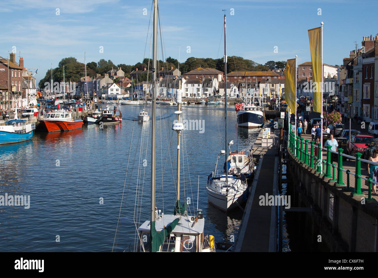 weymouth harbour boats dorset england uk gb Stock Photo - Alamy