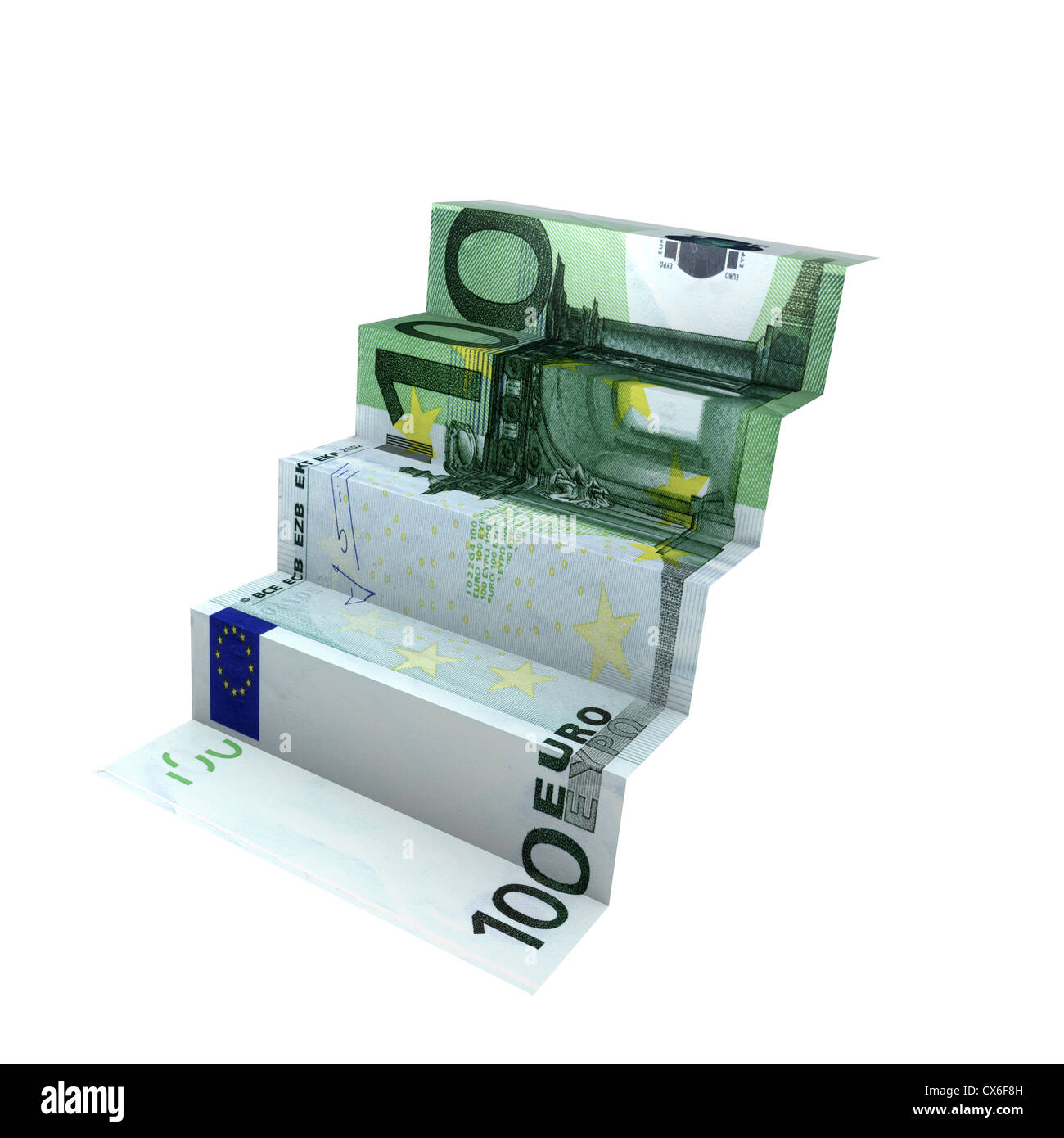 Euro stairs - money concept computer render Stock Photo - Alamy