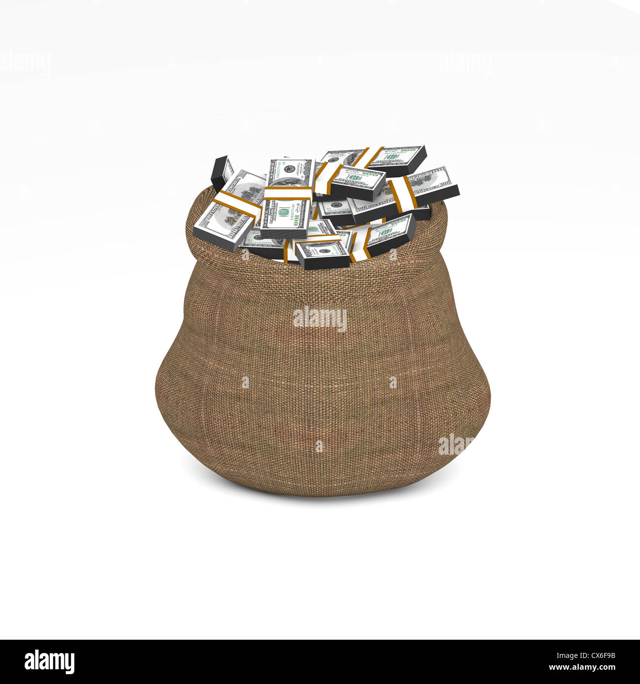 Sack of 100 bills dollars Stock Photo - Alamy