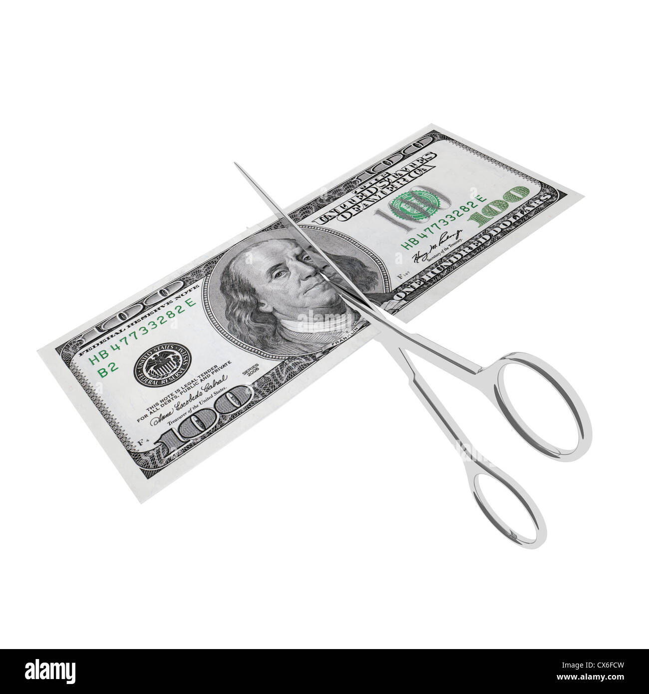Dollar cut with scissors Stock Photo - Alamy