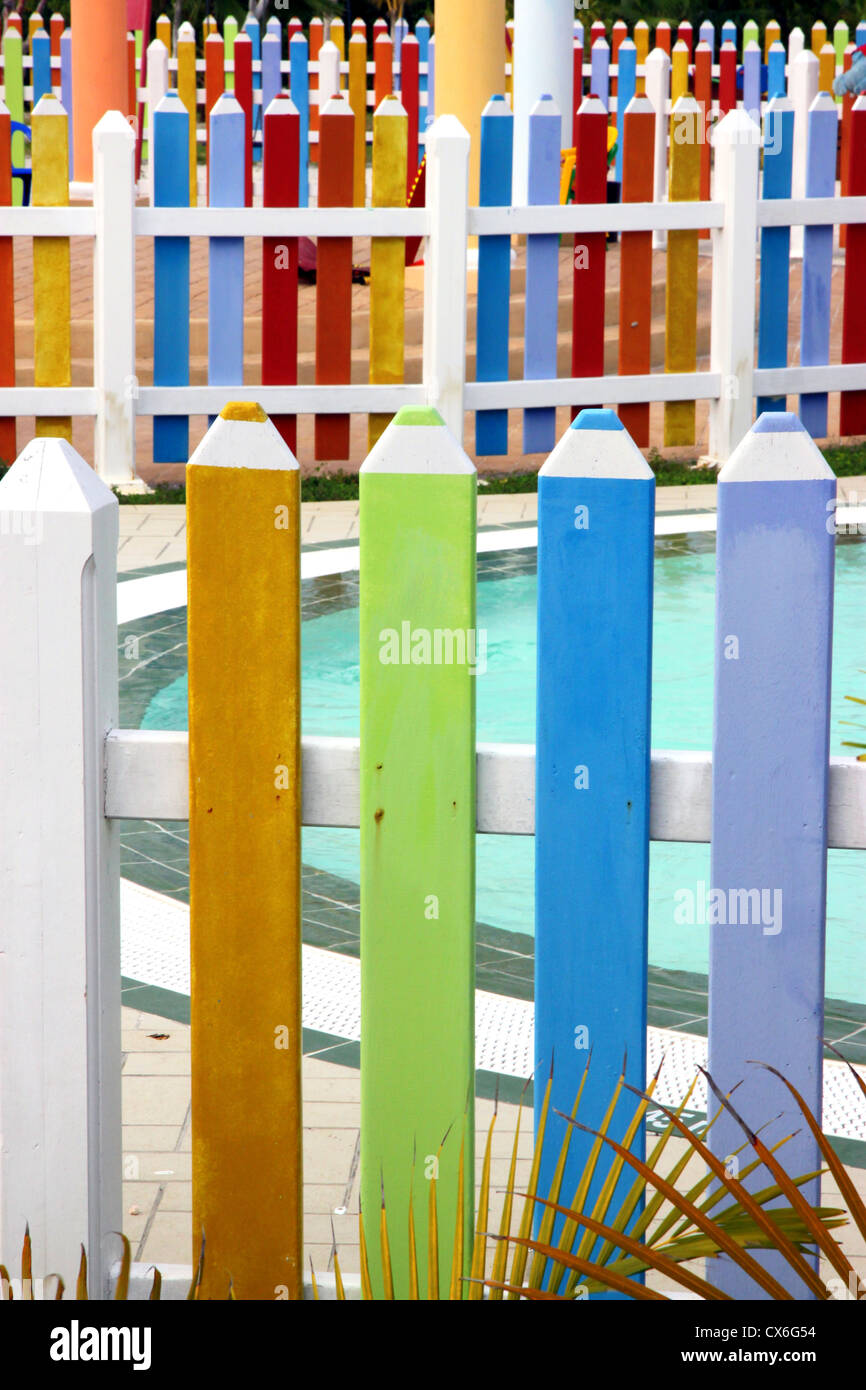 Colorful Wooden Fence Stock Photo - Alamy