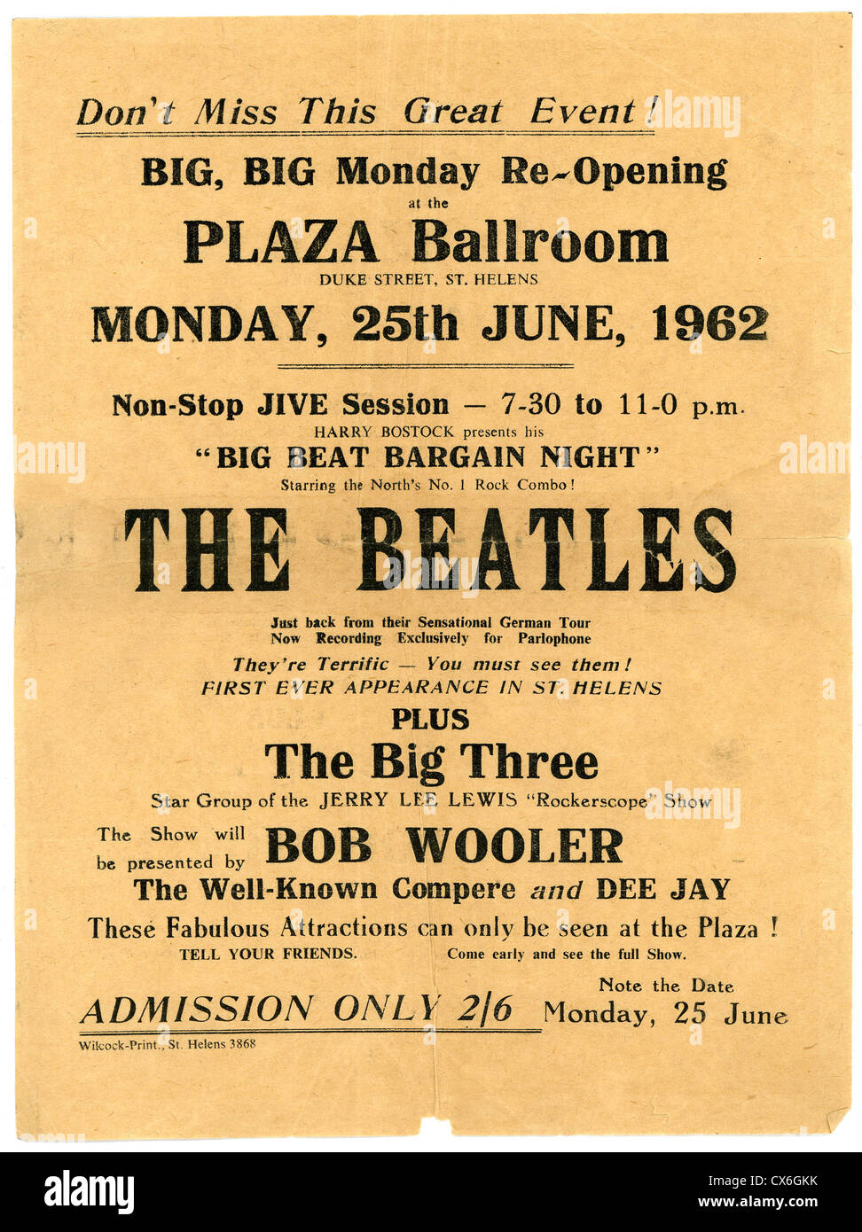 000533 - The Beatles Concert Handbill from the Plaza Ballroom, St ...