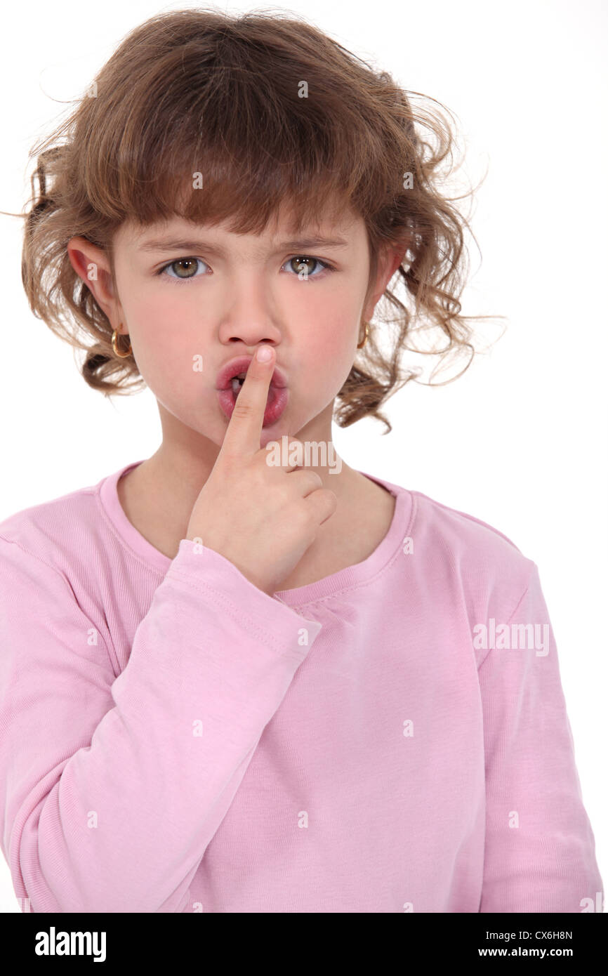 Little give shushing Stock Photo - Alamy