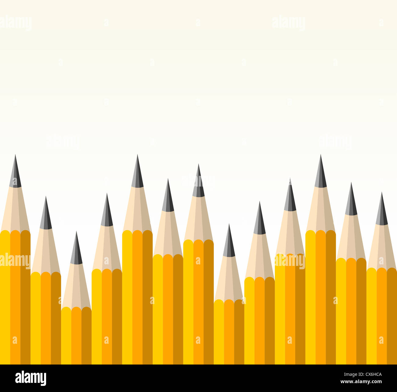 Yellow pencils banner seamless pattern. Vector illustration layered for ...
