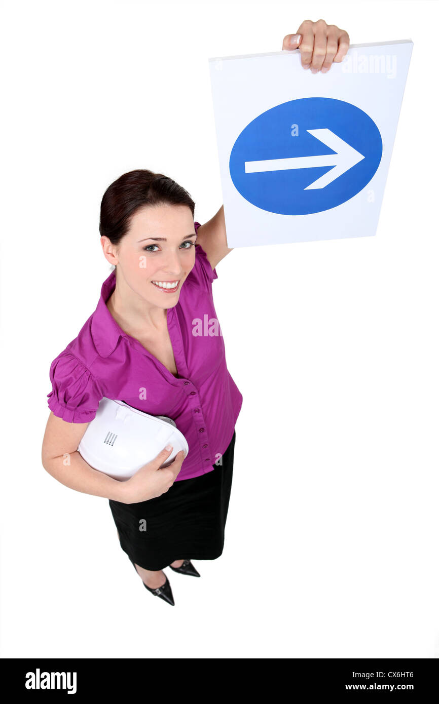 Woman showing way Cut Out Stock Images & Pictures - Alamy