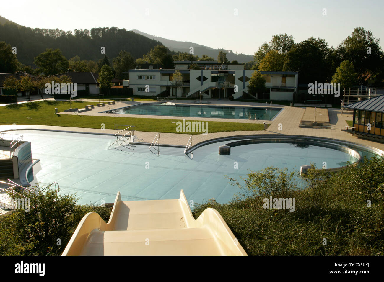 European Holiday destination, holiday park at the top of waterside ...