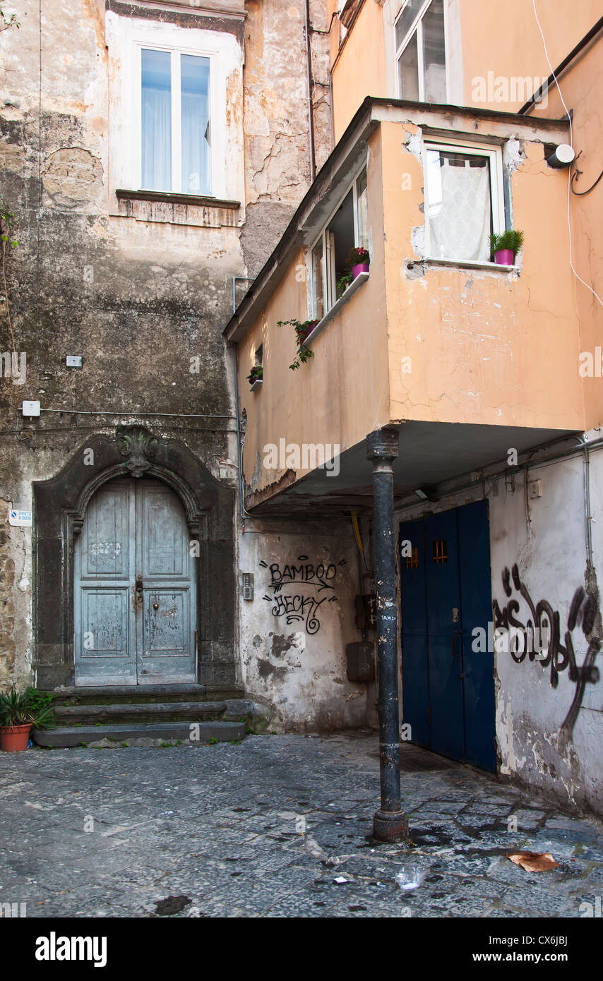 narrow corner on old street in Naples, Italy Stock Photo - Alamy