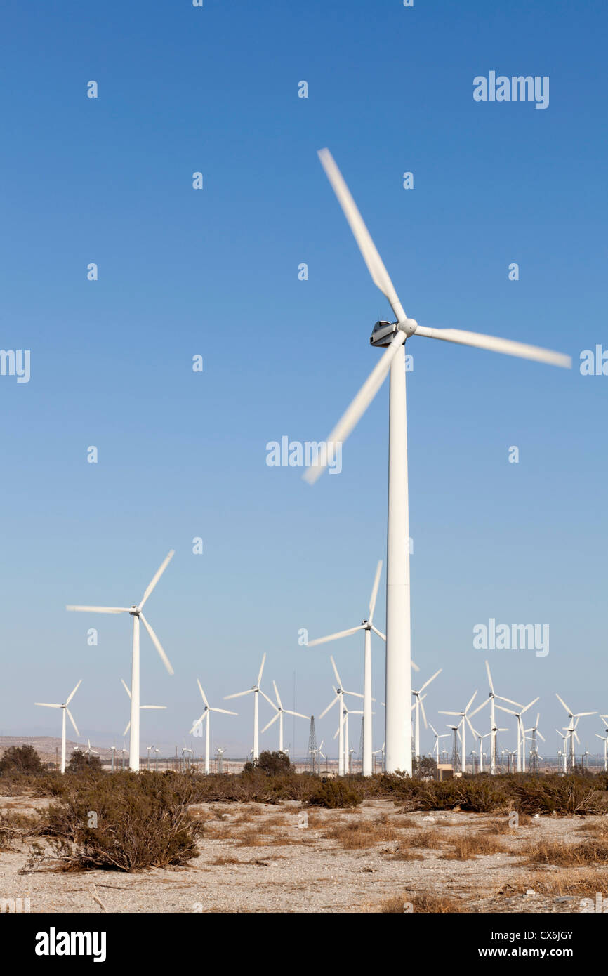 Wind turbines in a desert landscape Stock Photo - Alamy