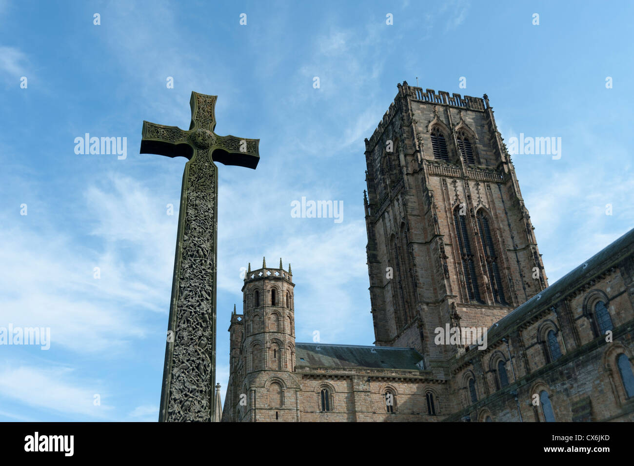 The cross and tower at Durham Cathedral UK the greatest Norman building ...