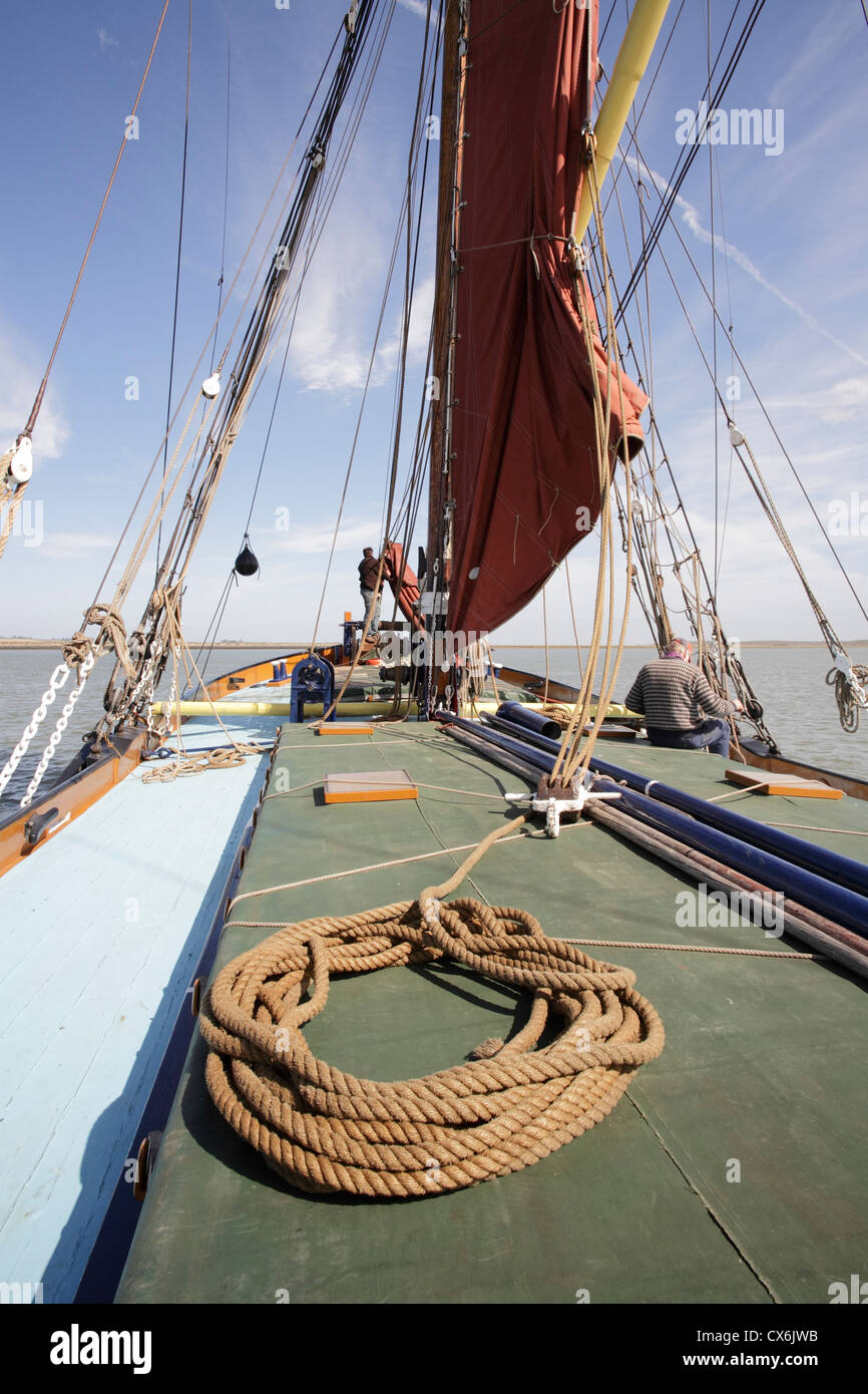 Deck of the thames sailing barge Mirosa Stock Photo - Alamy