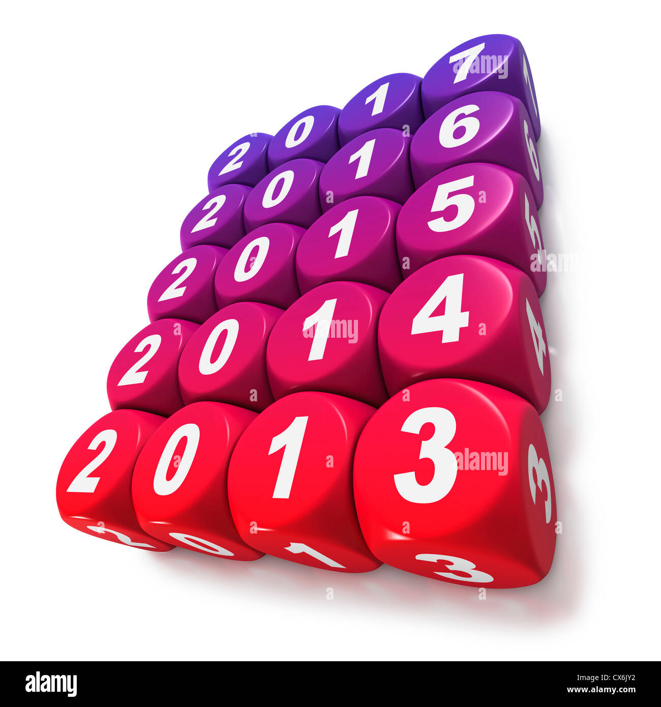 Five years in the future from 2013 to 2017 on white background Stock ...