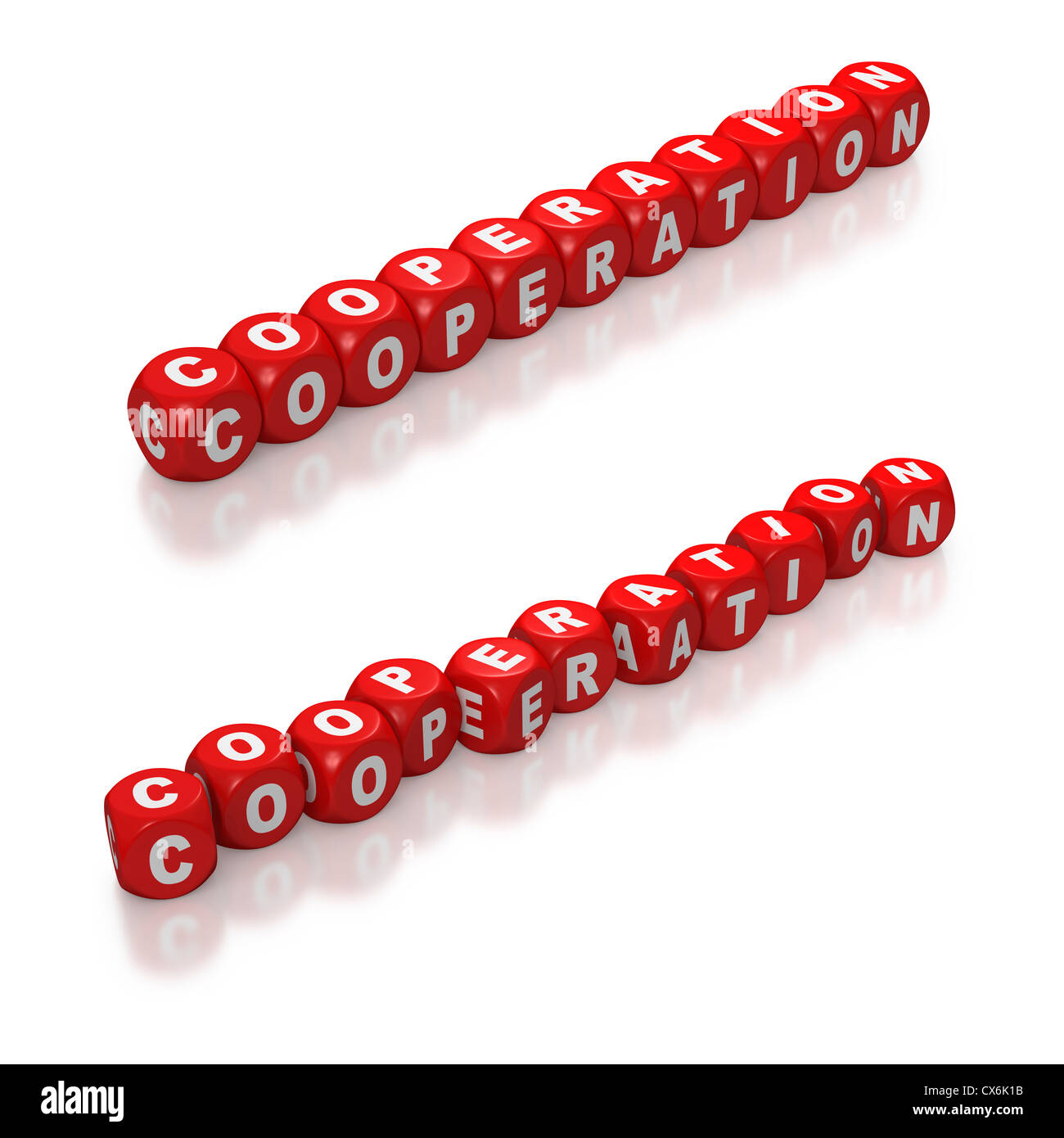 Red blocks with concept of Cooperation on white background Stock Photo ...