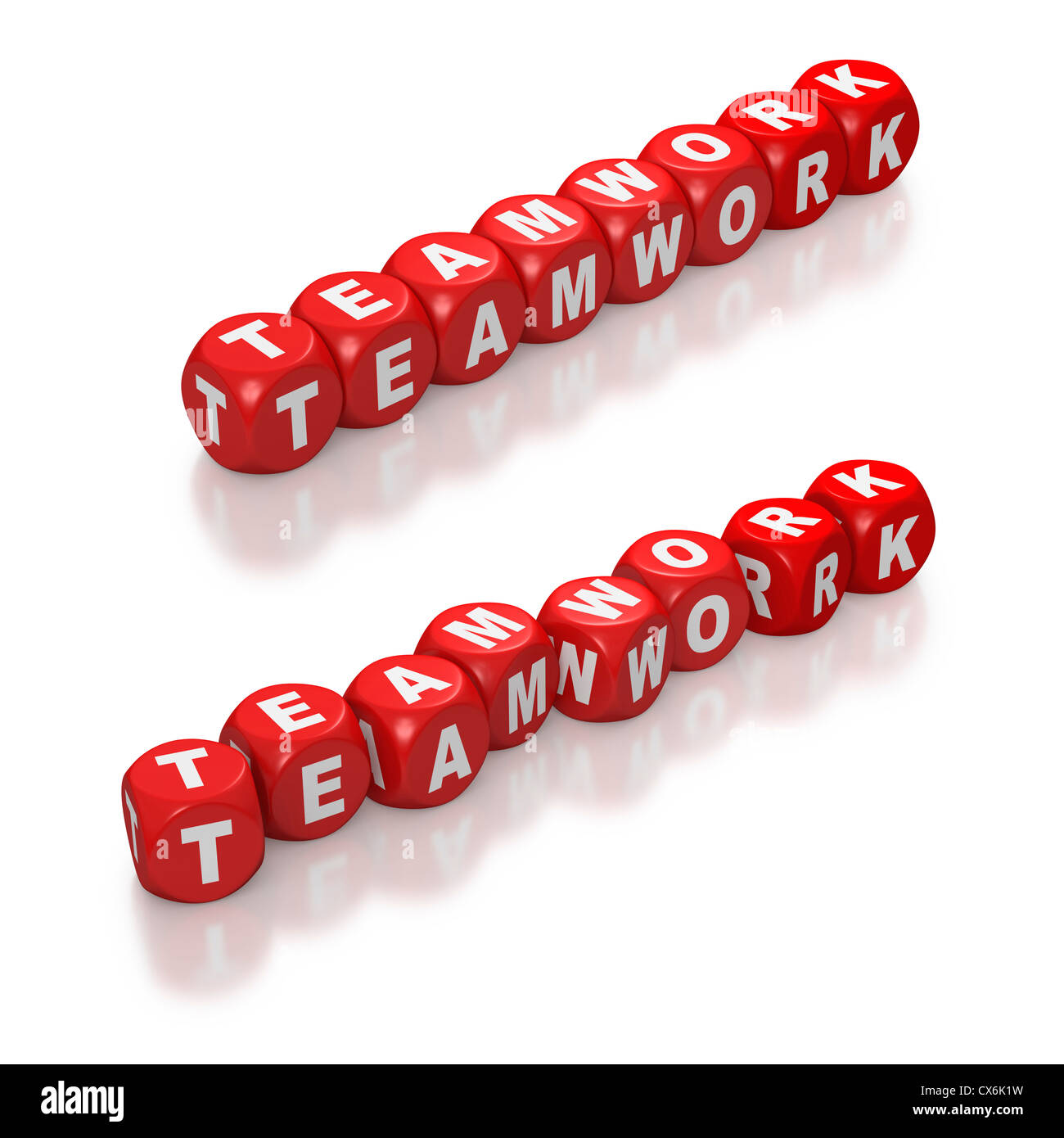 Red blocks with concept of Teamwork on white background Stock Photo - Alamy