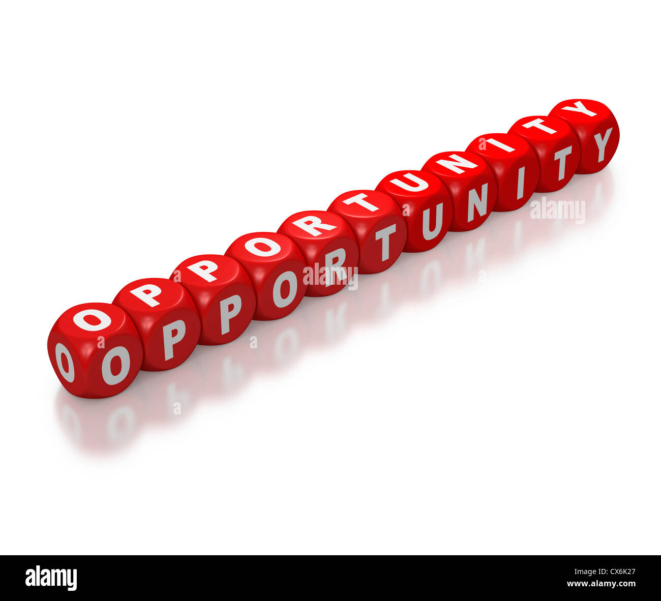 Opportunity as a motive with red cubes on white background Stock Photo ...