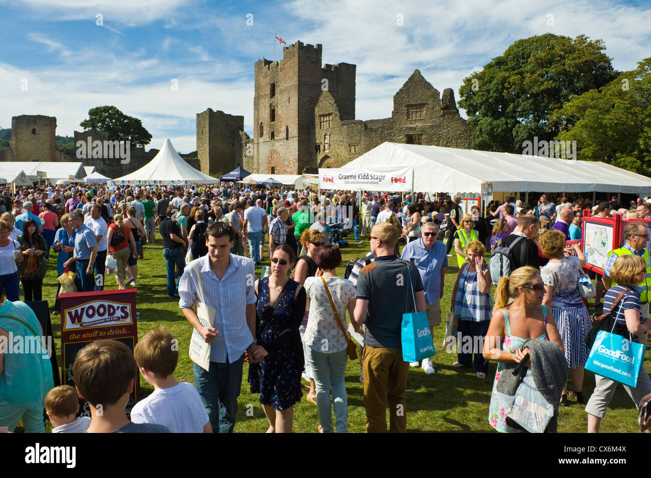 Alfresco eating area at Ludlow Castle during Ludlow Food Festival 2012 ...