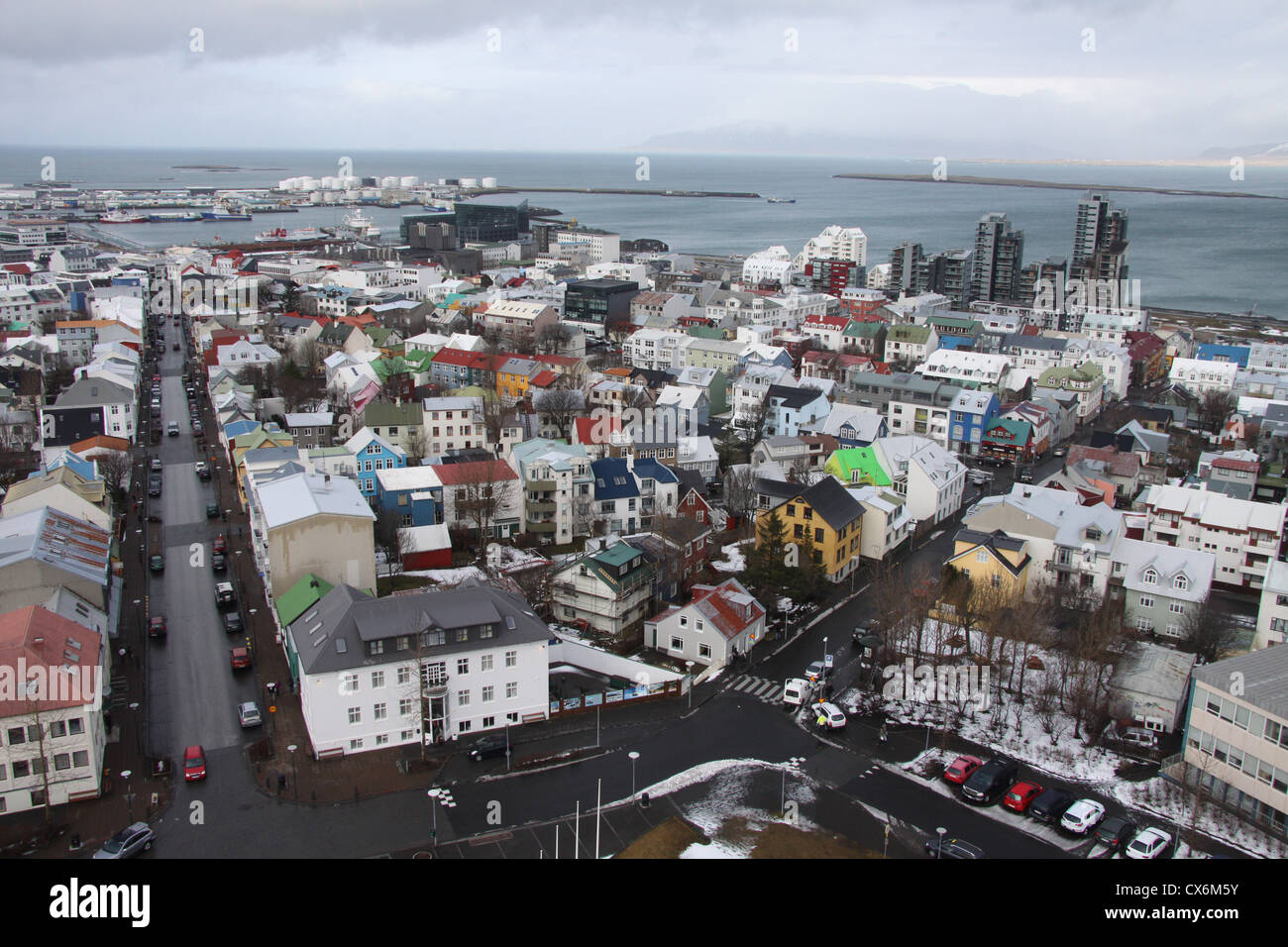 Aerial view of streets of Reykjavik, Iceland Stock Photo - Alamy