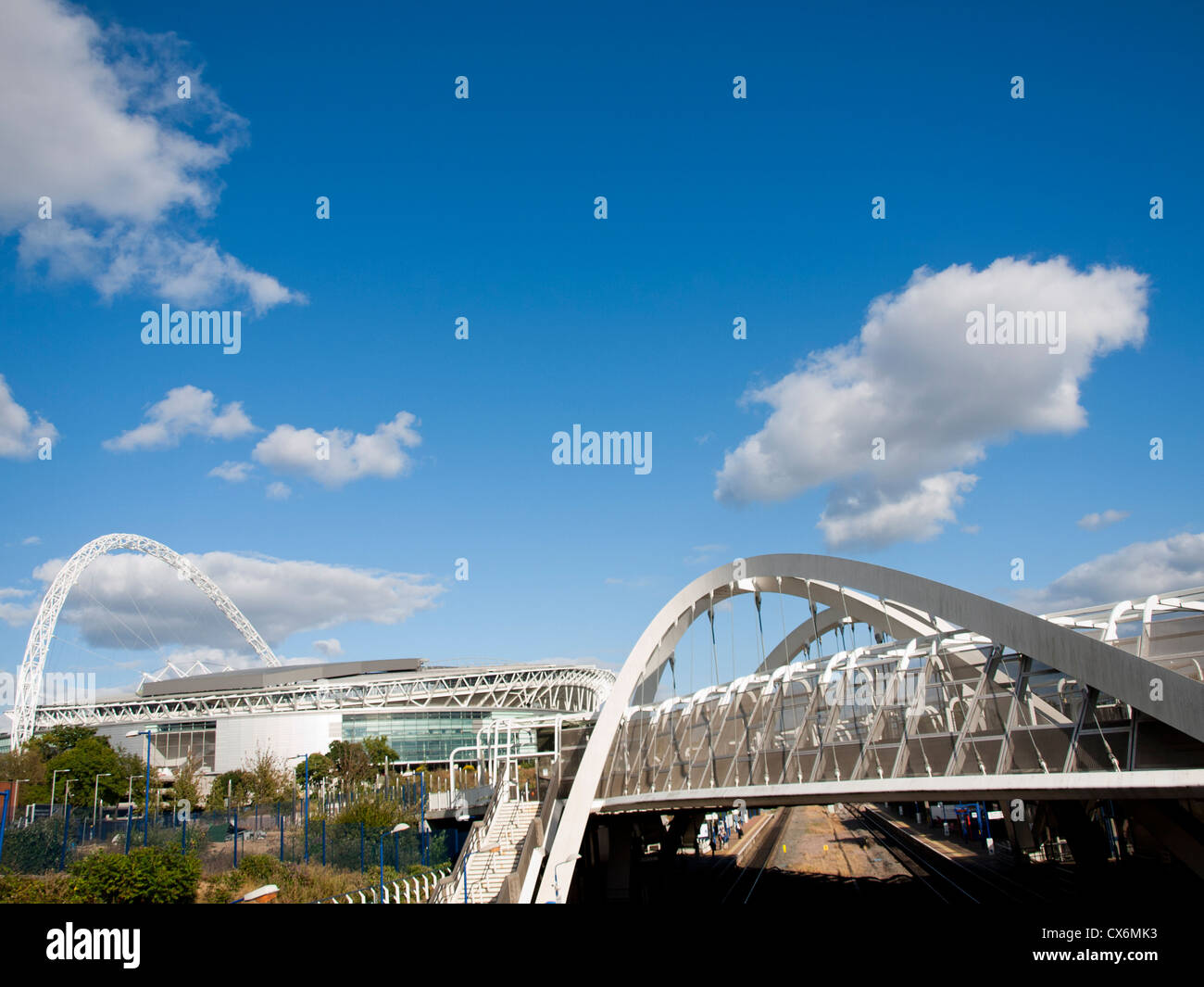 The White Horse Bridge footbridge at Wembley Stadium railway station ...