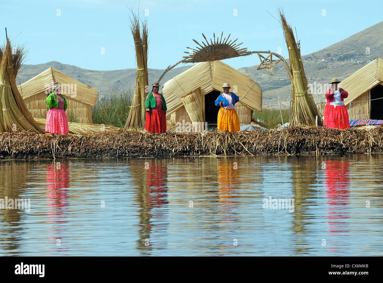 Uros island Titicaca lake Puno Peru South America Stock Photo - Alamy