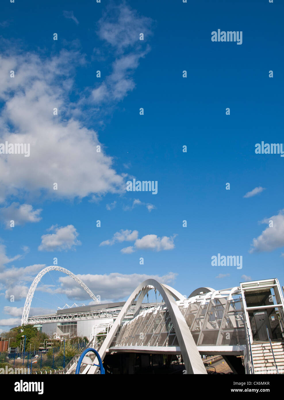 The White Horse Bridge footbridge at Wembley Stadium railway station ...