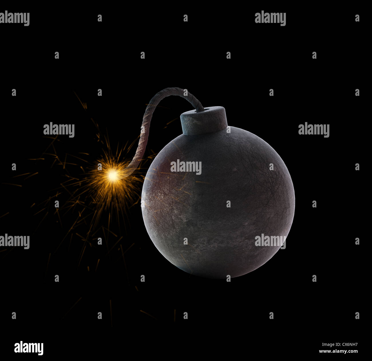 Vintage bomb with a lit fuse Stock Photo - Alamy