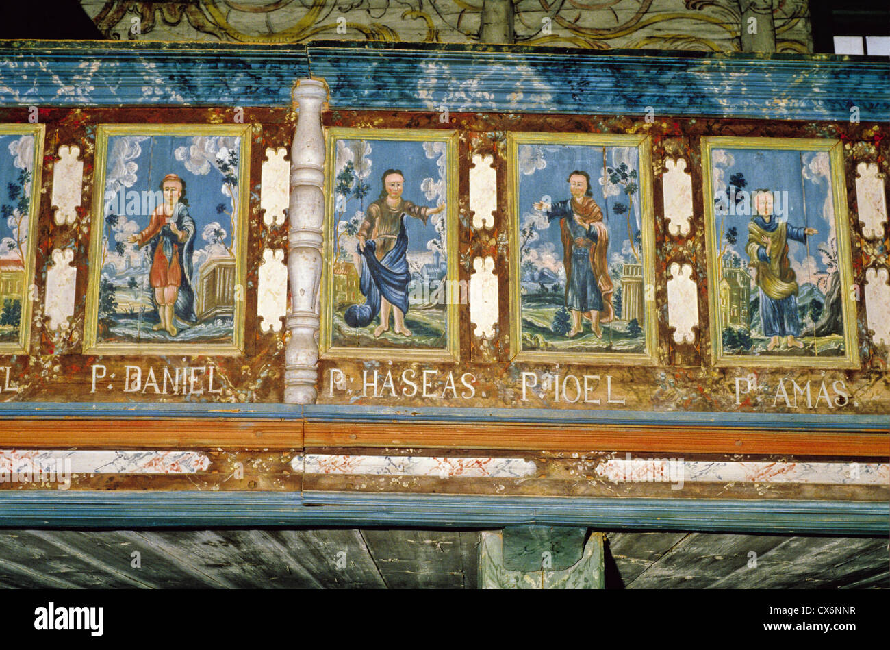 Murals painted in 1785 on the balcony balustrade by Johan Thilen inside ...