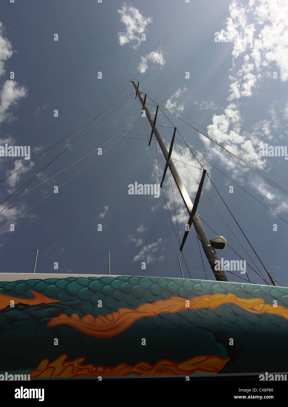 breathtaking view of the mast of a sailboat on the sky Stock Photo - Alamy