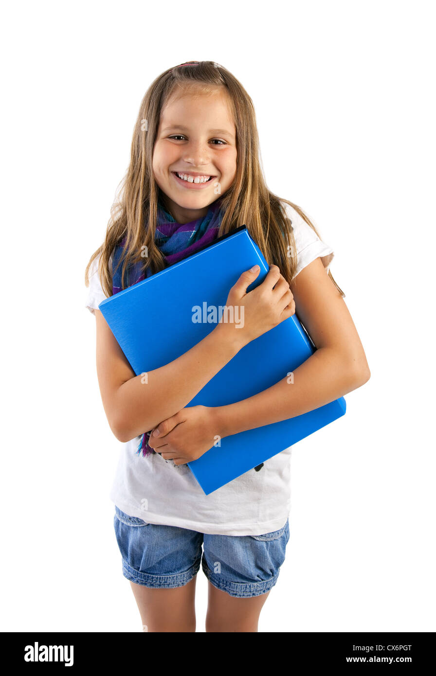 school girl with blue folder Stock Photo - Alamy