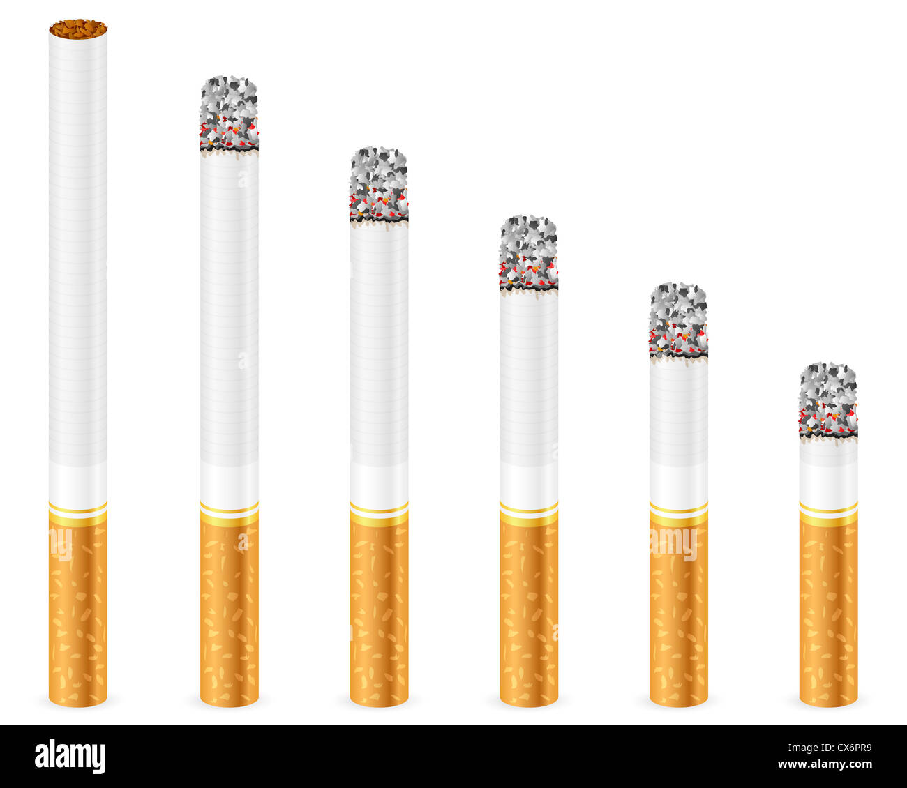 Cigarette set on a white background Stock Photo - Alamy
