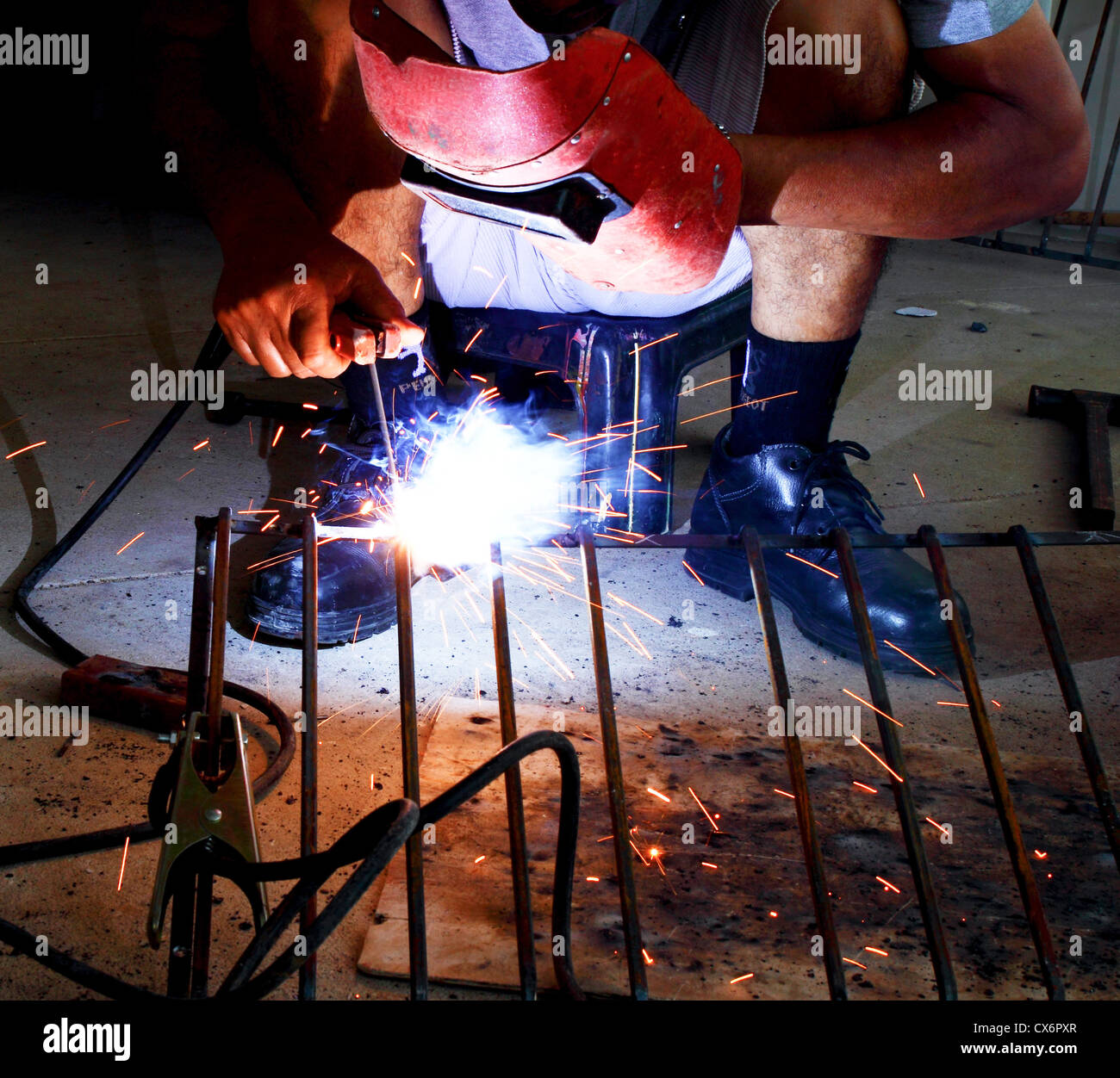 electric welding connecting square bar metal Stock Photo - Alamy