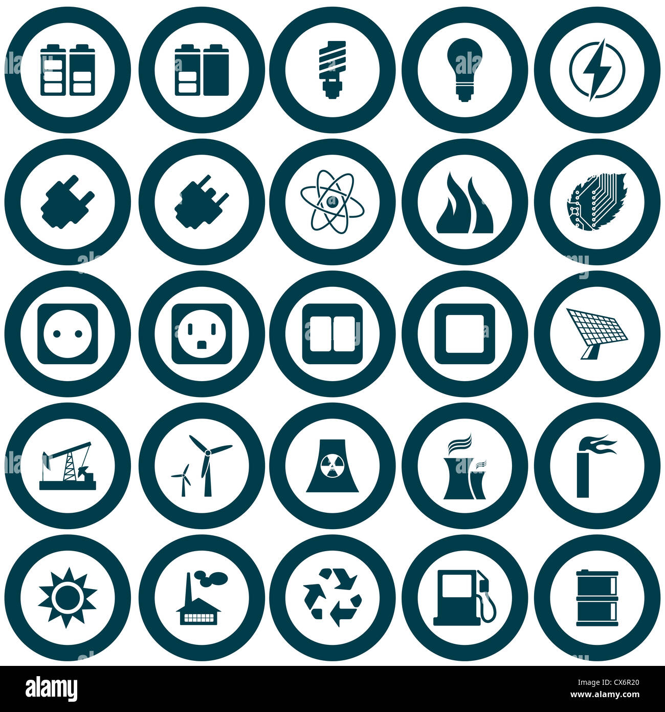 Electricity, power and energy icon set. Vector illustration Stock Photo ...